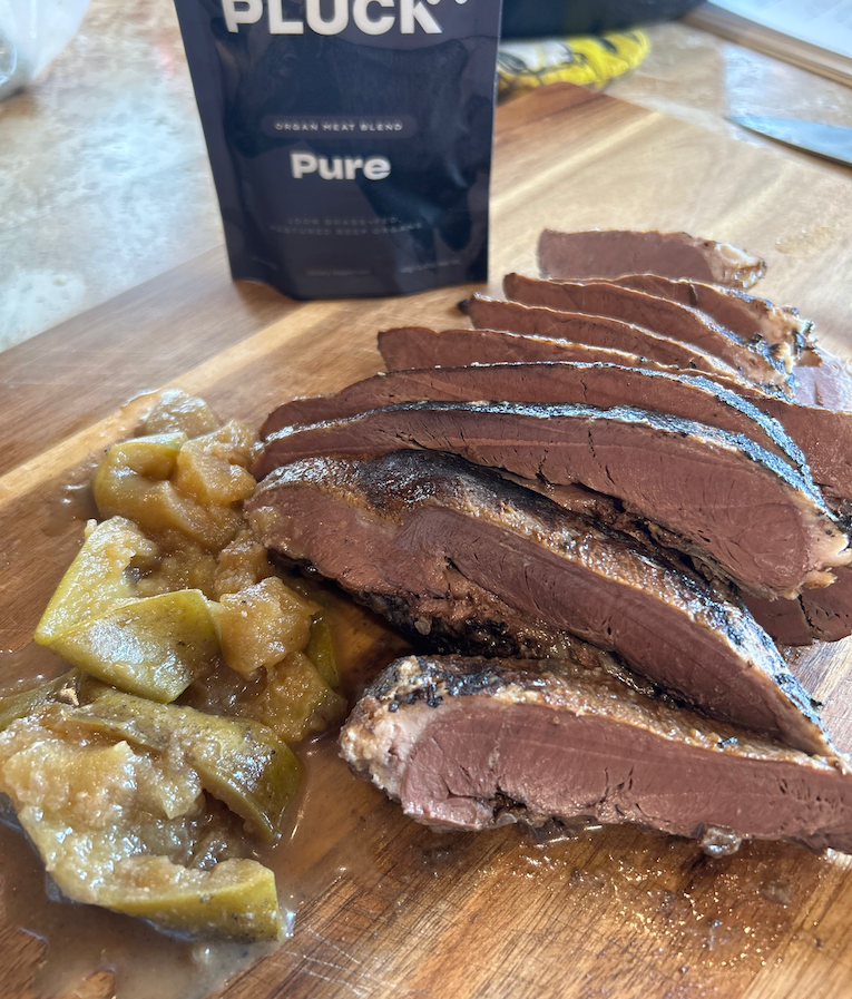 Braised Beef Heart with Bone Broth & Apples